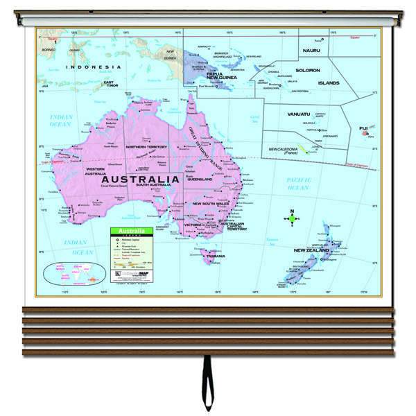 Primary Continent Wall Map Set on Roller w/ Backboard; 5-Map - Maps ...