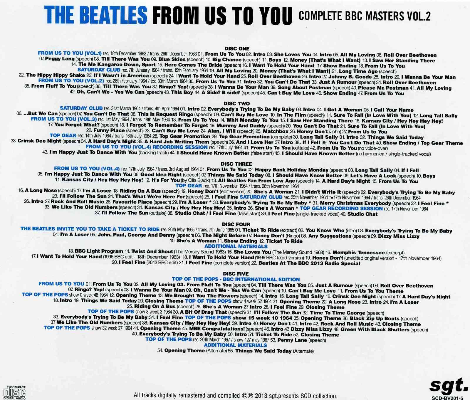 The Beatles - Complete BBC Masters Vol. 1 ( 5 CD SET ) ( 2013 SGT ...