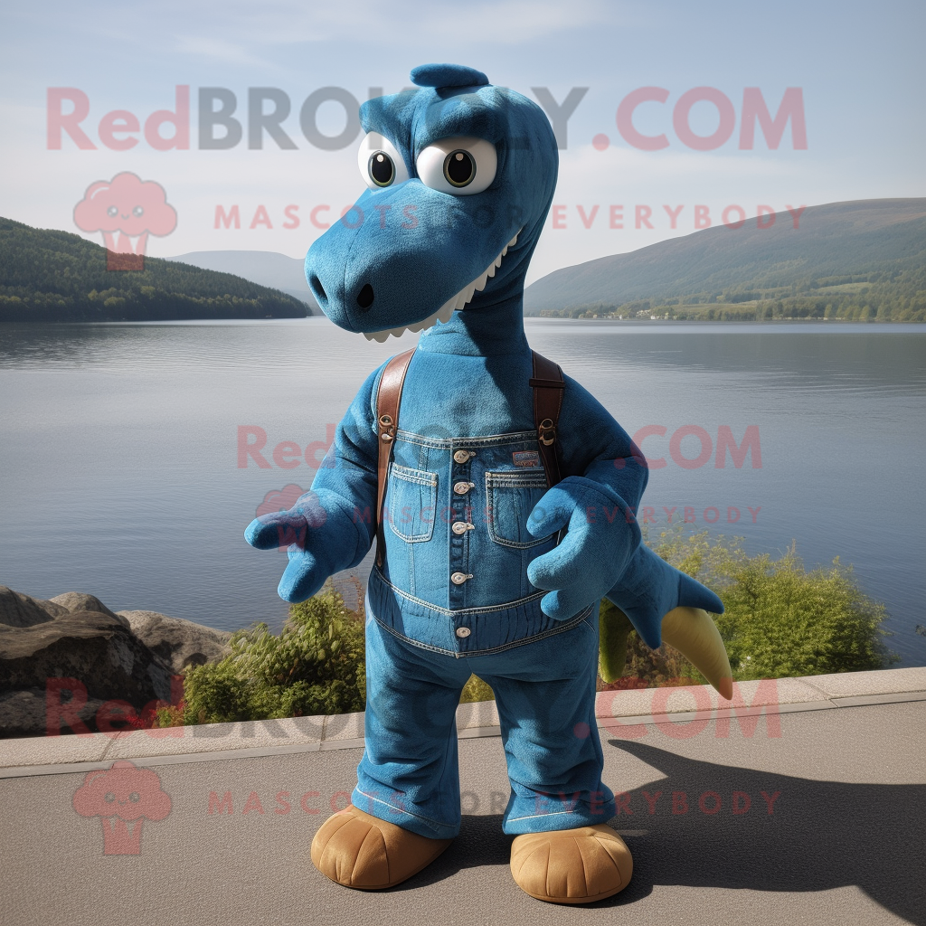 Loch Ness Monster mascot costume character dressed with a Denim Shirt ...