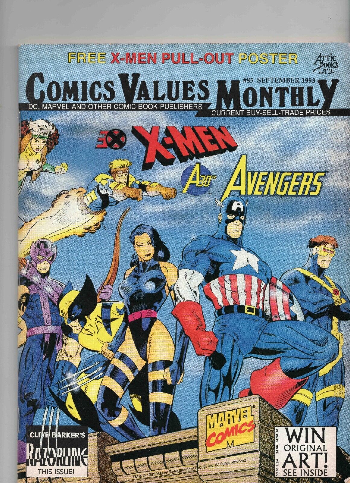VINTAGE 1993 Comic Values Monthly #85 Attic Books X-Men Avengers ...