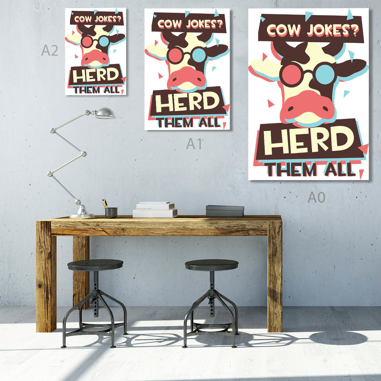 Cow Joke Herd Cool Funny Funny Life Matte/Glossy Poster A0 A1 A2 A3 A4 ...