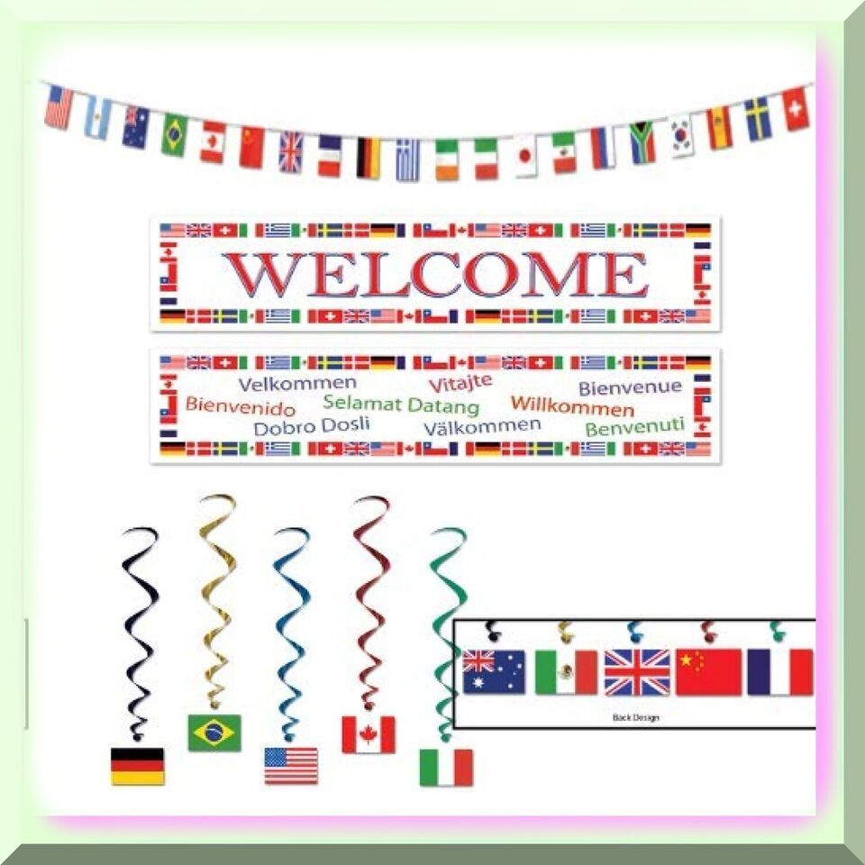 Global Fiesta Party Pack: Flag Whirls, Pennant Streamer & International ...