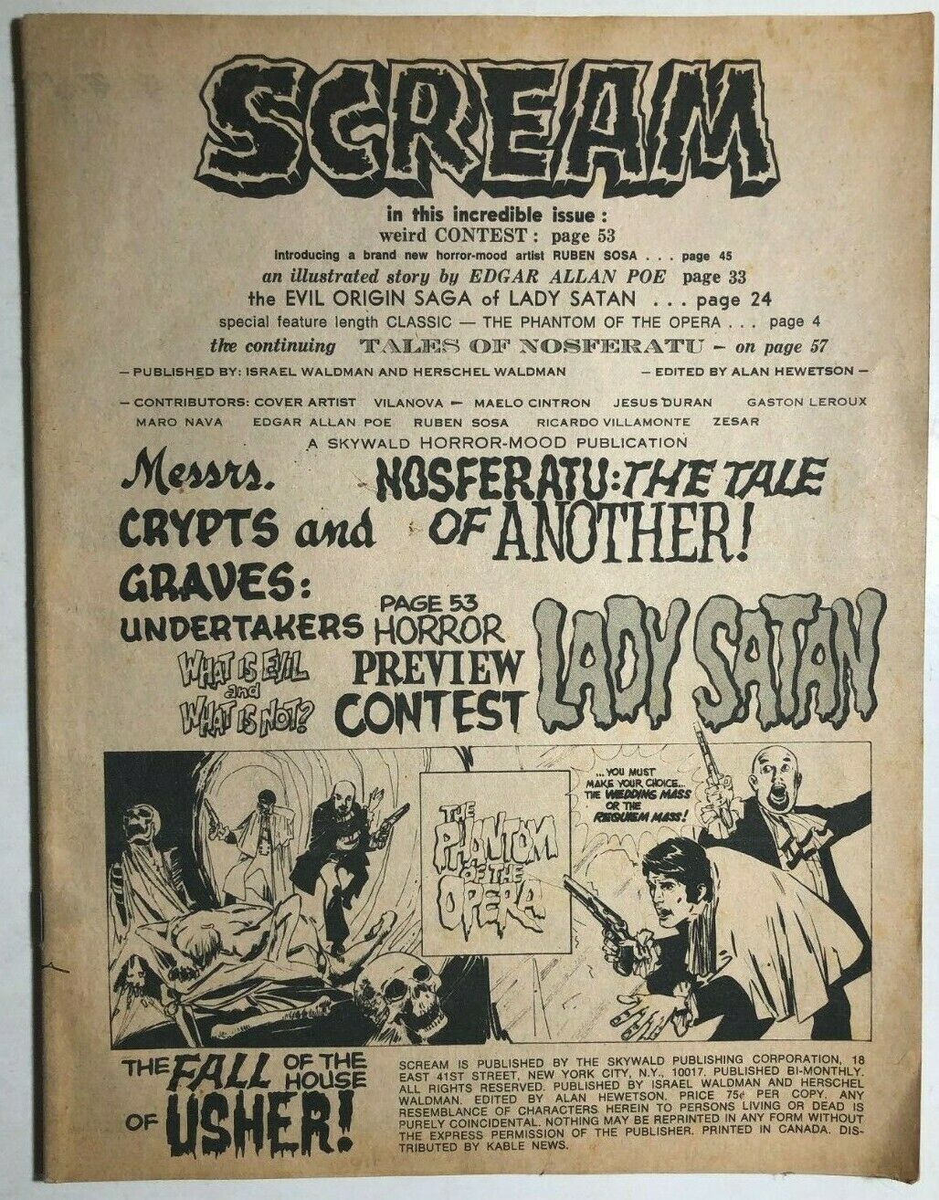 SCREAM #3 (1973) Skywald Comics B&W horror magazine (coverless ...
