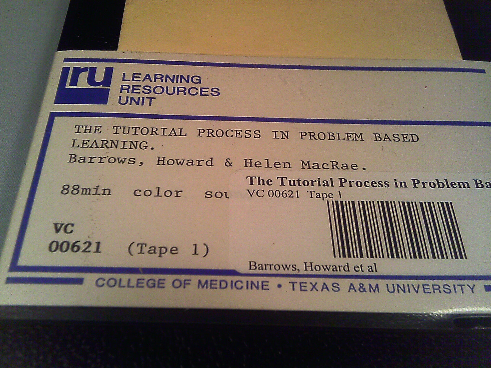 [i21] 2 VHS tape set THE TUTORIAL PROCESS IN PROBLEM BASED LEARNING 1997 Barrows - VHS Tapes
