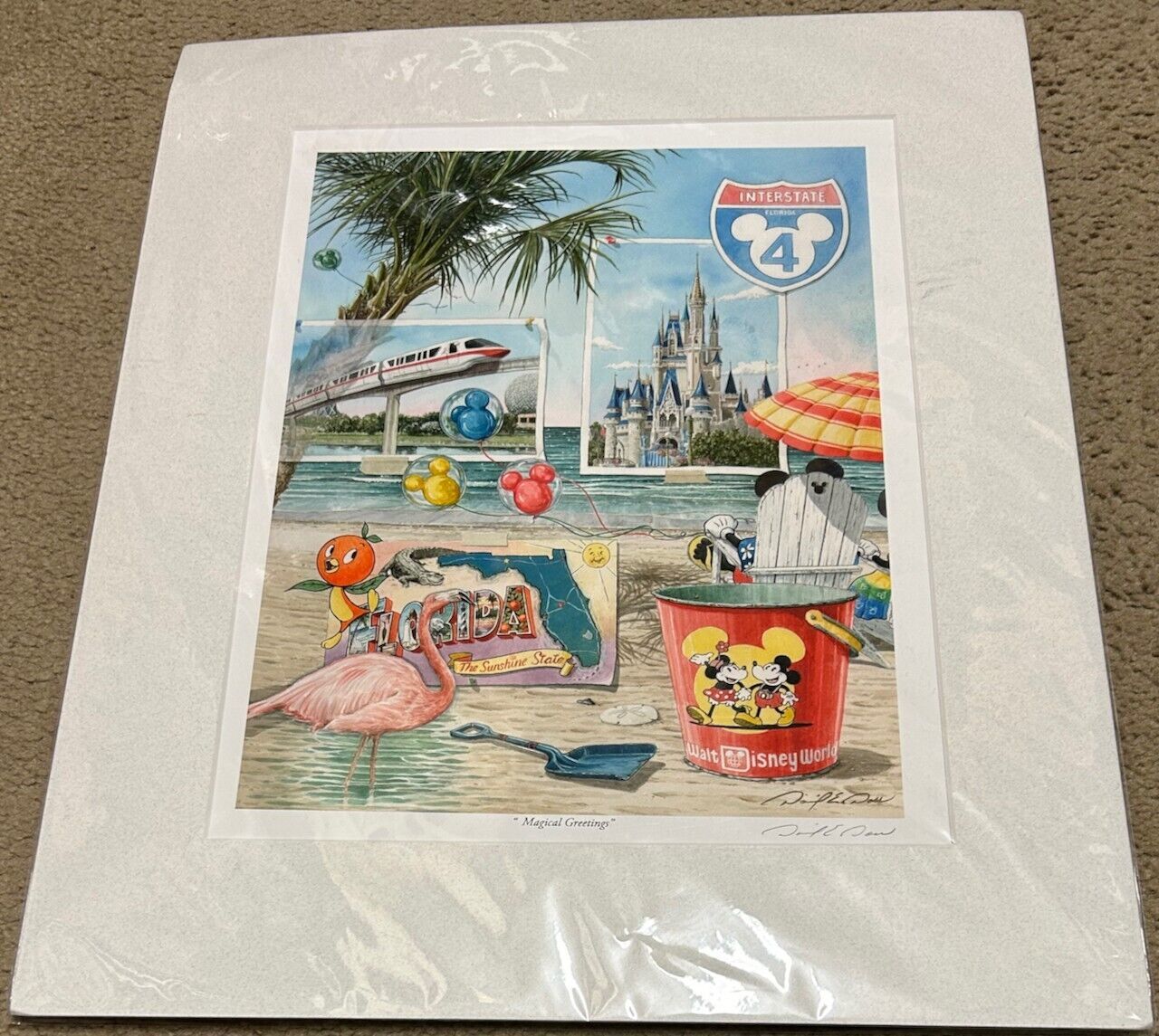 SIGNED David Doss Walt Disney Beach Scene Art Print ~ Magical Greetings ...