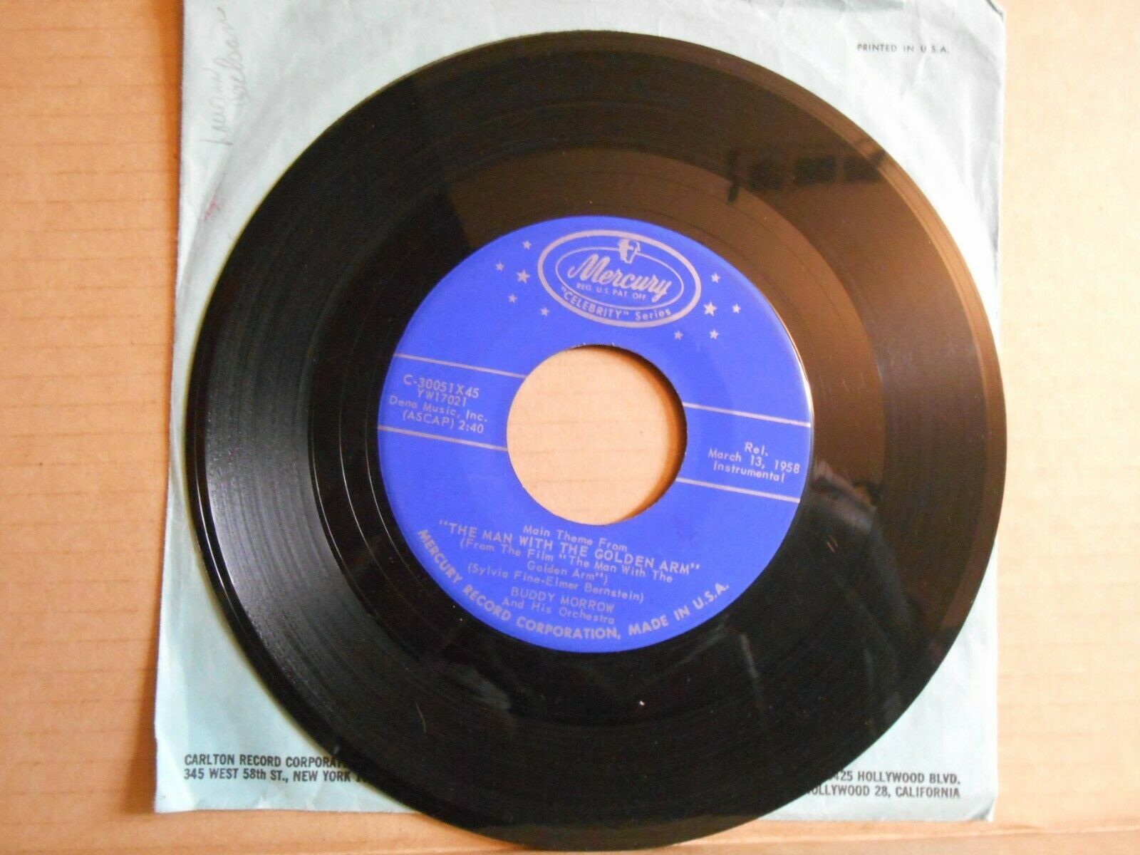 Buddy Morrow And His Orchestra ‎7" The Man With The Golden Arm / Hey ...