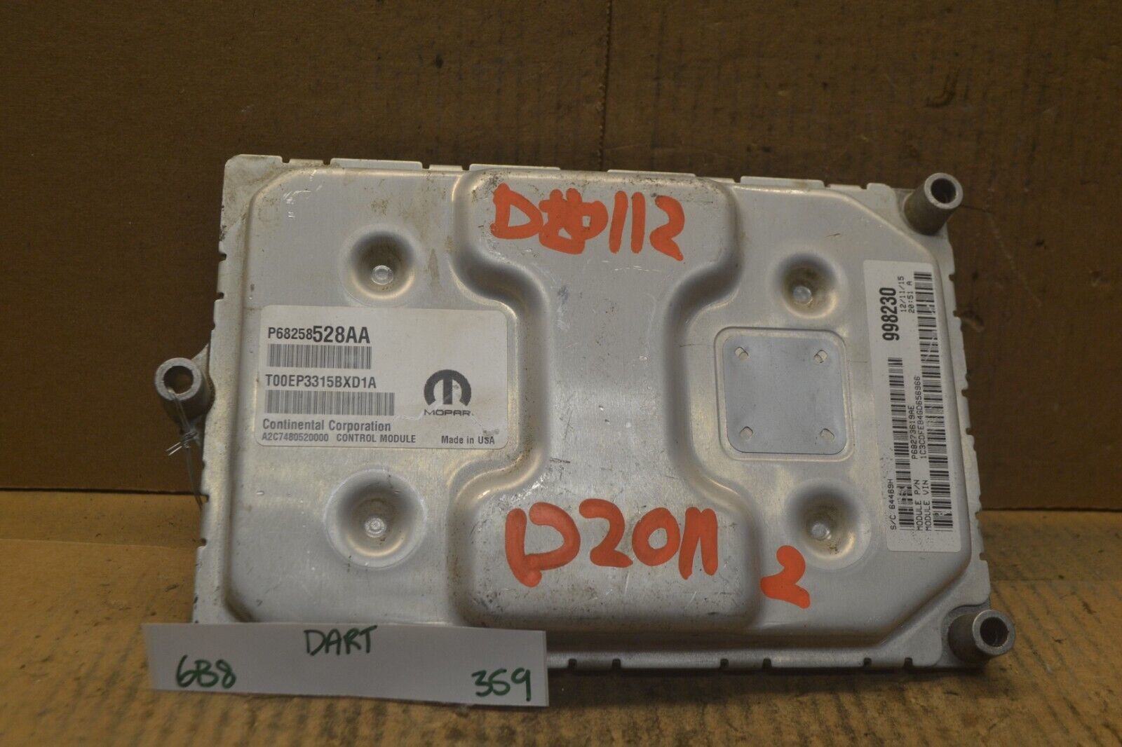 15-16 Dodge Dart Engine Control Unit ECU P68258528AA Module 359-6b8 ...
