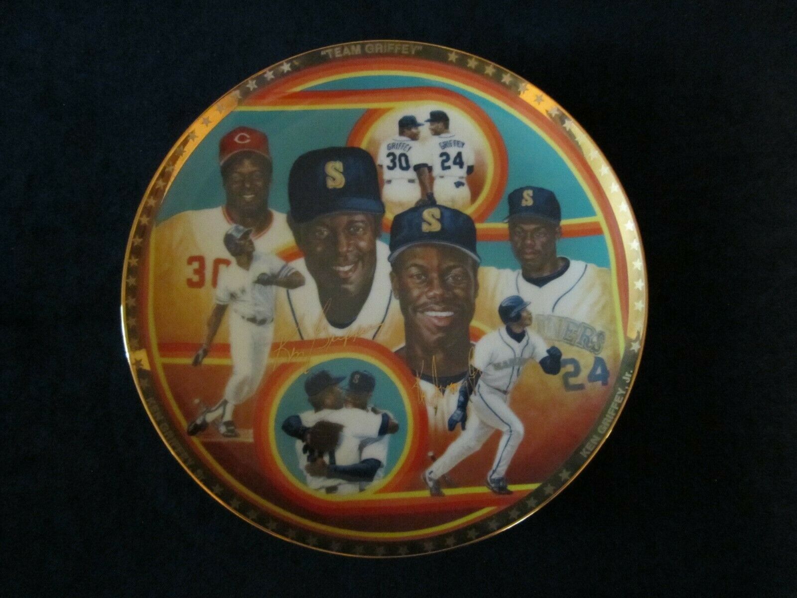 KEN GRIFFEY JR & SR collector plate TEAM GRIFFEY Ron Lewis RARE ...
