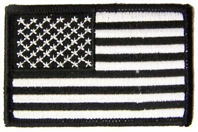 BLACK / WHITE AMERICAN FLAG left arm PATCH P7021 jacket 3" BIKER ...