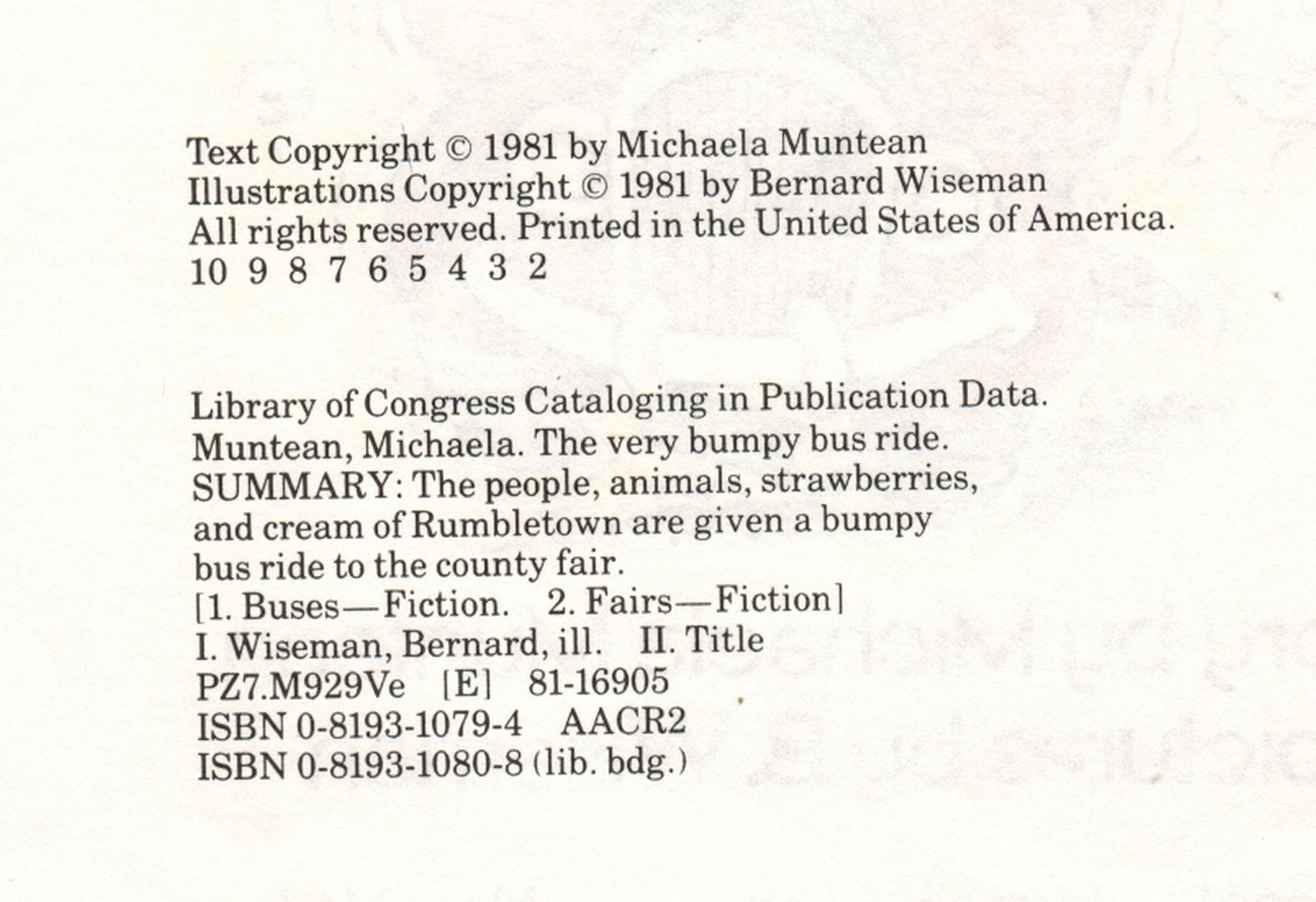 Vtg 1981 The Very Bumpy Bus Ride Parents Magazine Michaela Muntean HC ...