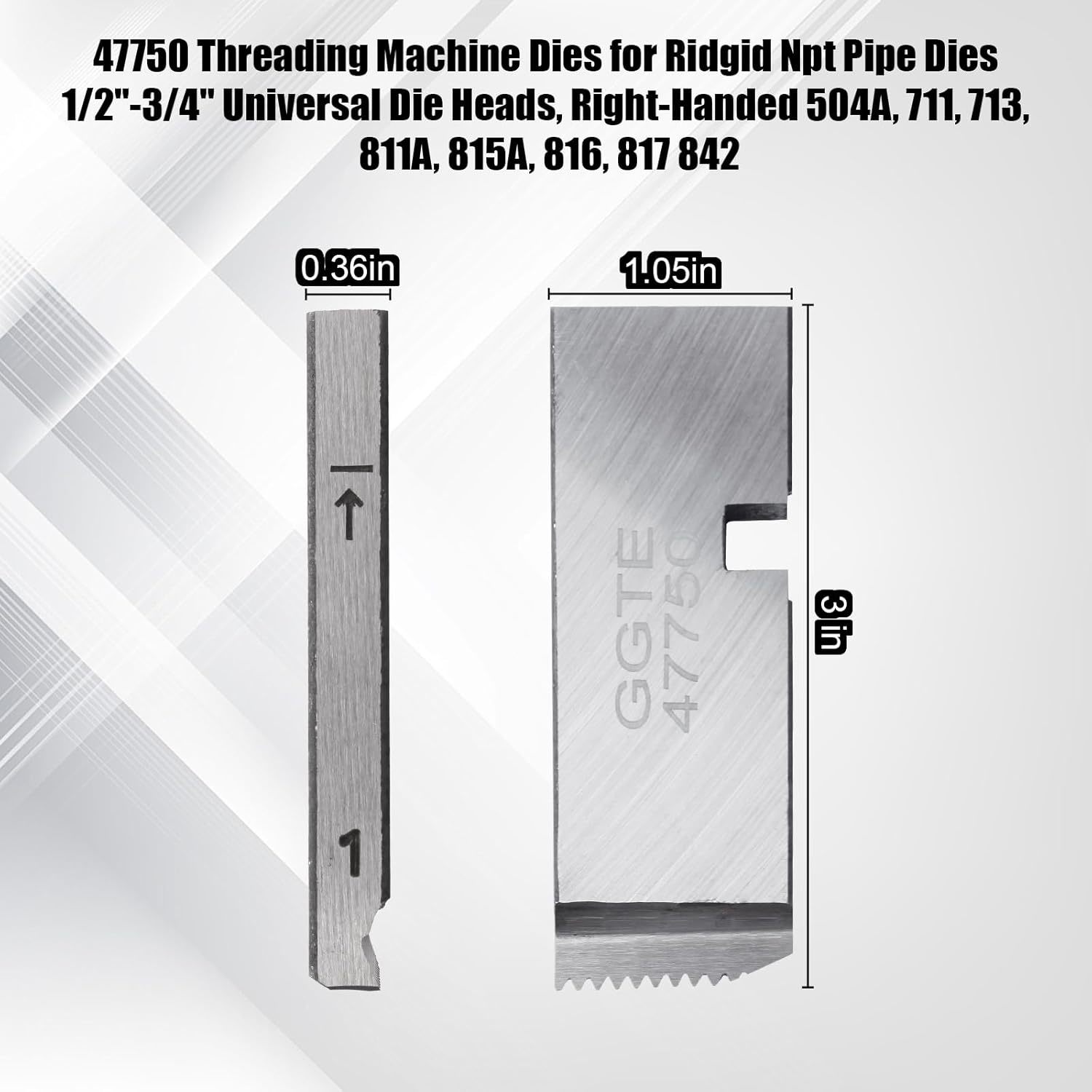47750 Threading Machine Dies For Ridgid Hs Hardened Steel Npt Pipe Dies ...