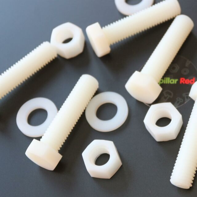 10x nylon head screw hexagonal natural, m12 x 50mm, nuts and bolts ...