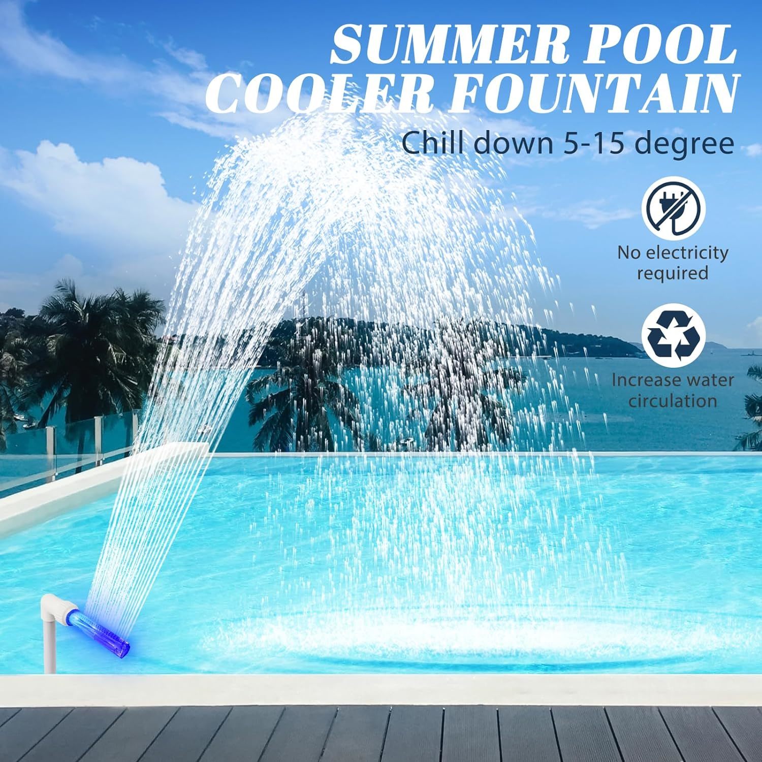 7 Color LED Light Swimming Pool Fountains for Above Inground Pool ...