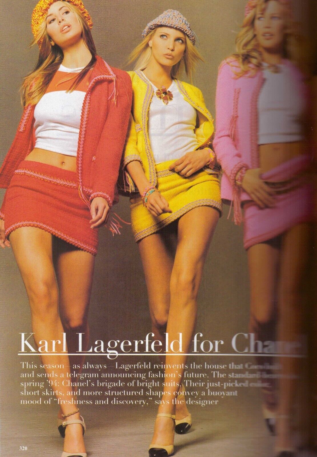 1994 Claudia Schiffer Niki Taylor Chanel Sexy Legs Blonde Bikinis Vogue ...