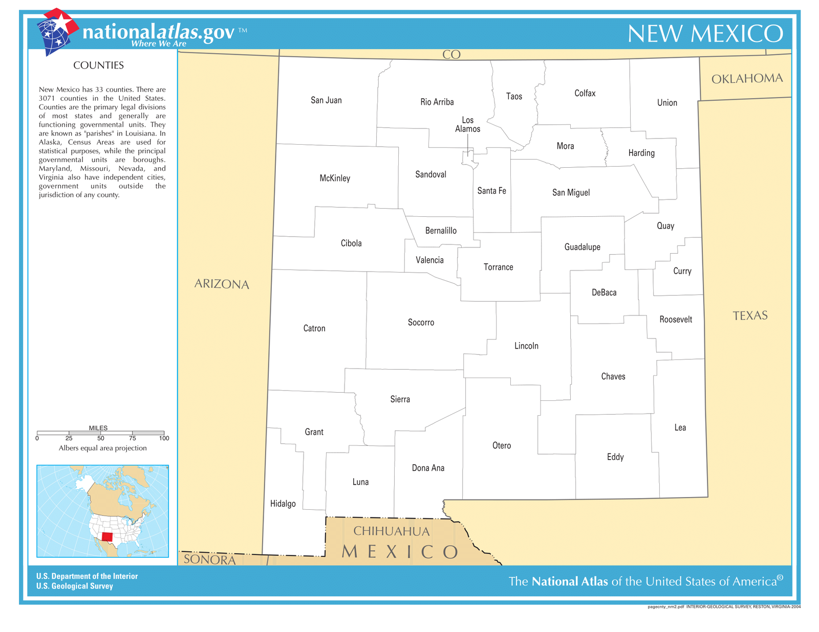 New Mexico State Counties Laminated Wall Map - Maps & Atlases