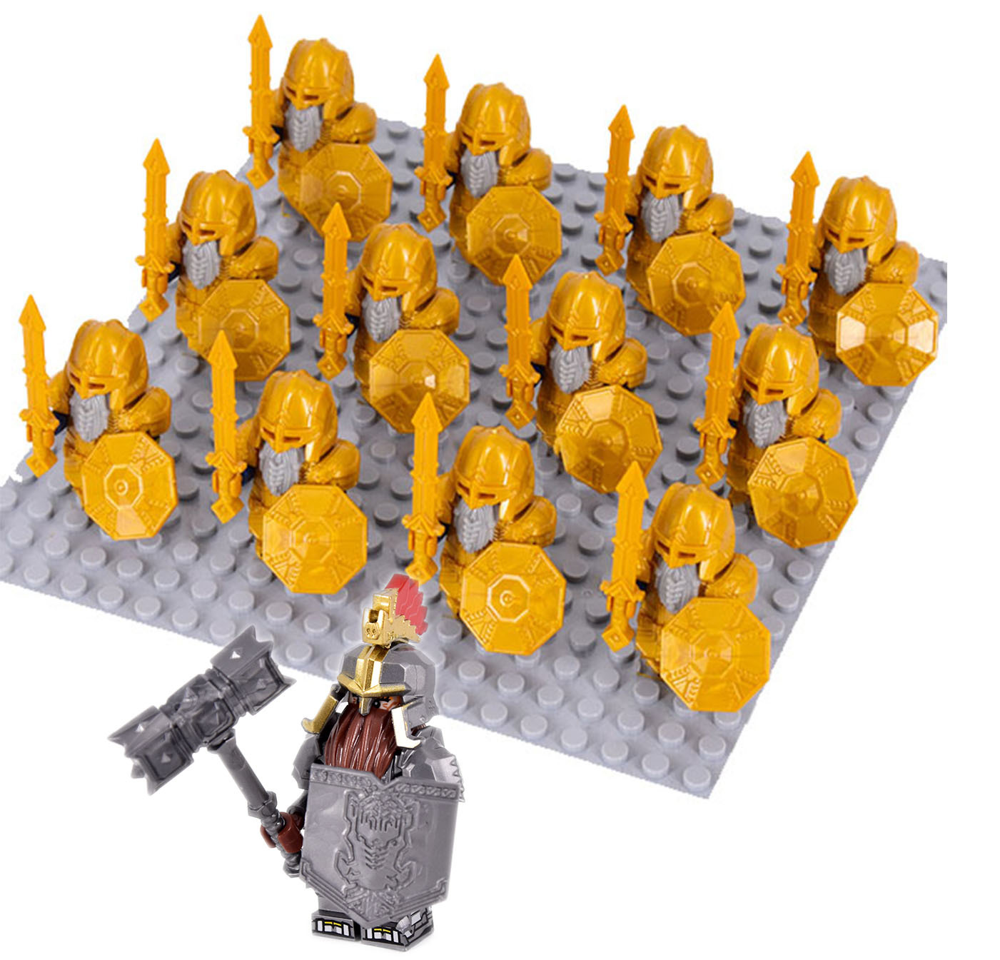 LOTR Erebor Mountain Dwarves Heavy Gold Army 13 Custom Minifigure Set B ...