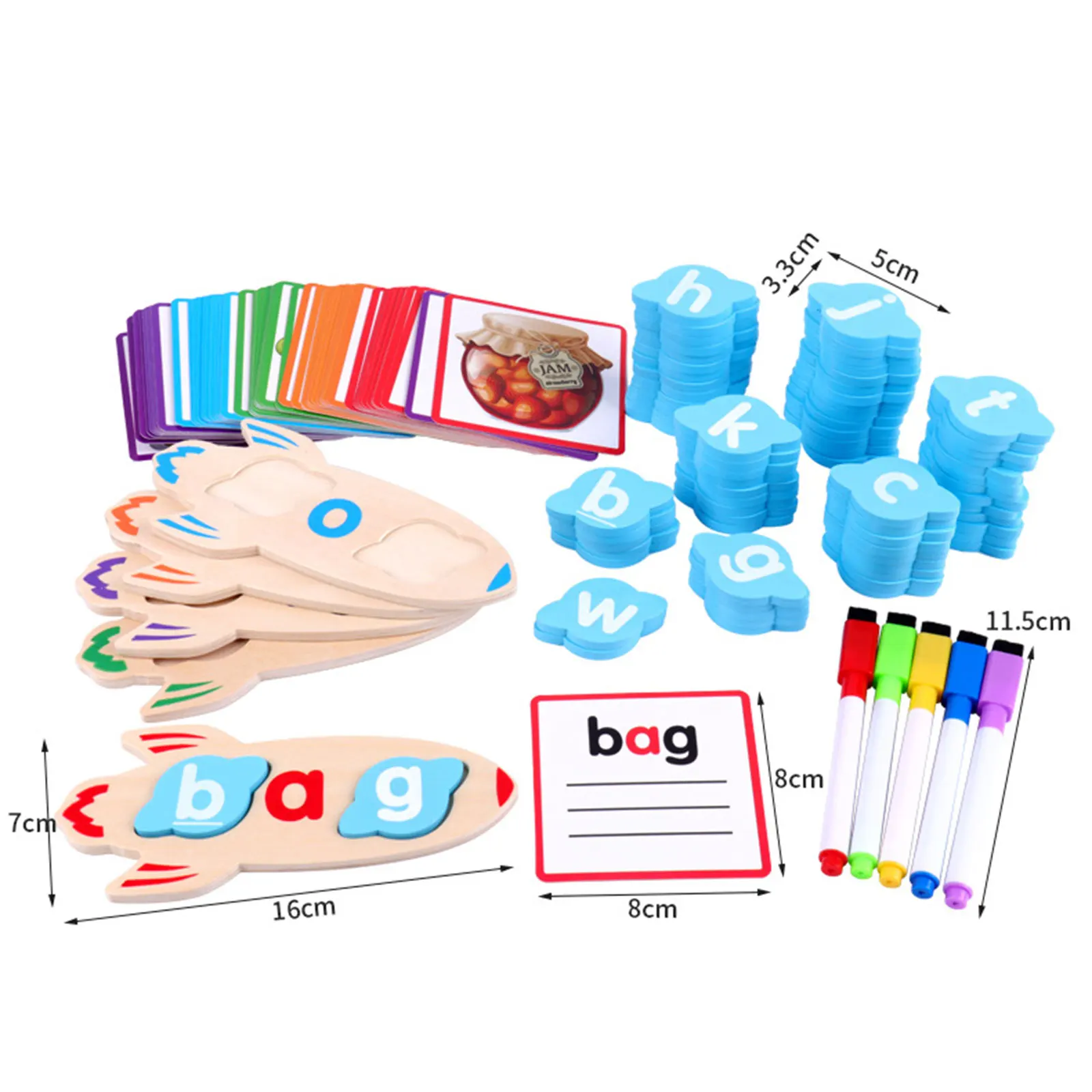 Montessori CVC Word Games Wooden Educational Vowel Reading Letters ...