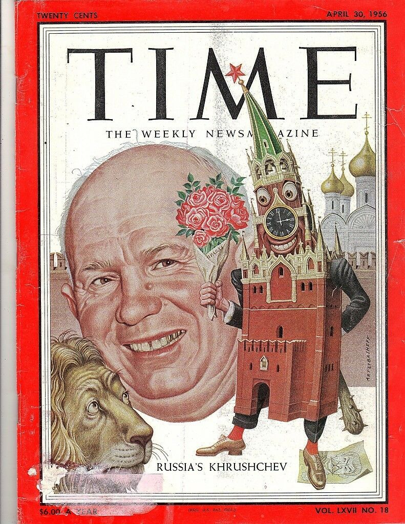 Time Magazine 1956, April 30, Russia's Khrushchev, Oldsmobile 98 ...