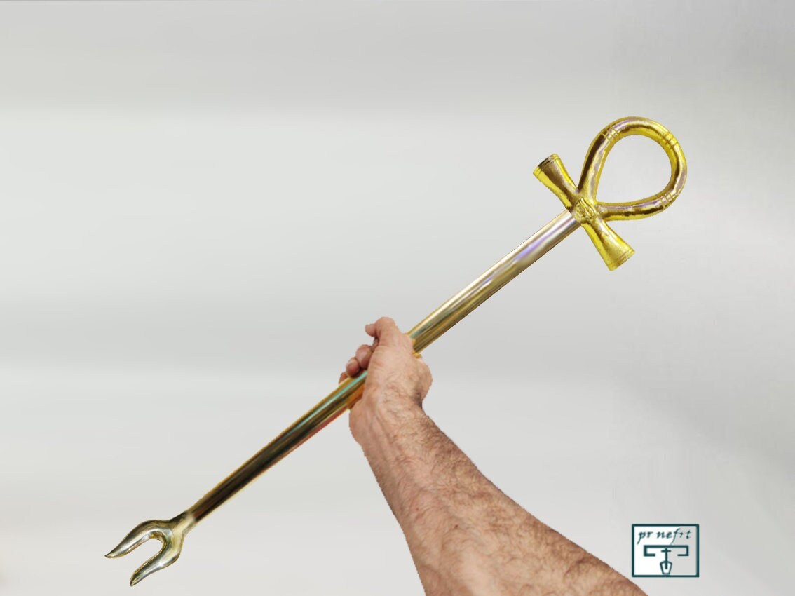 Ankh scepter. The scepter of kings. Rare Pharaoh's scepter. Gold leaf ...