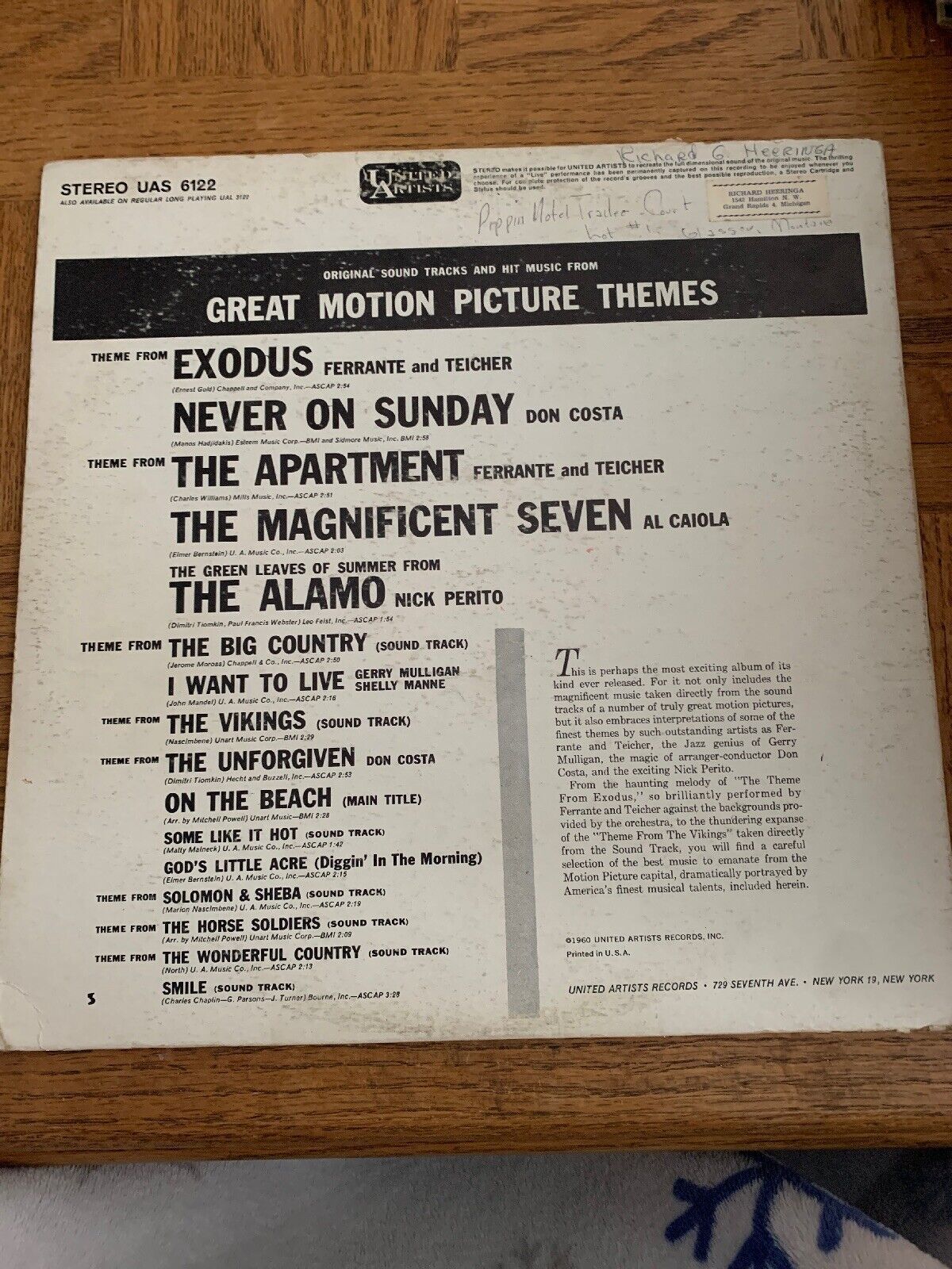 Great Motion Picture Themes Album - Vinyl Records