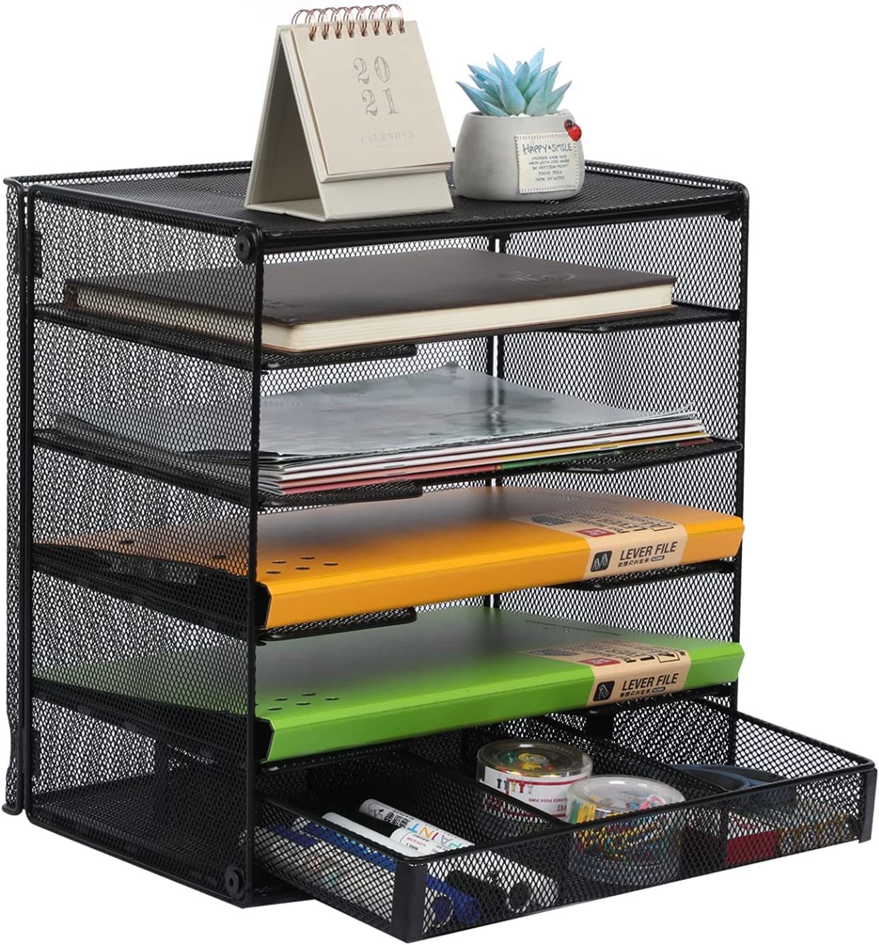 Samstar Letter Tray Organizer, Mesh Desk File Organizer Paper Sorter ...