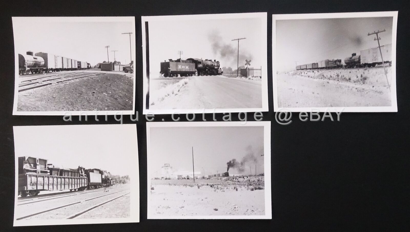 LOT 1960s 5pc MERIDA N de M mexico RAILROAD 4x5 PHOTOS steam locomotive ...