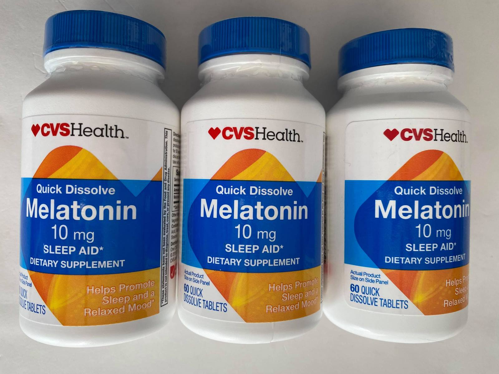 ( LOT OF 3 ) CVS Health Quick Dissolve Melatonin 10 mg sleep ( 60 ...