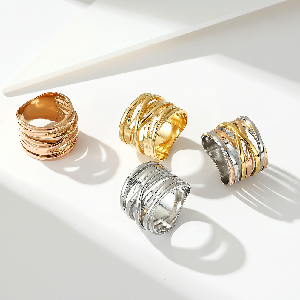 Cubic Tri-Color Gradient Ring - Rings