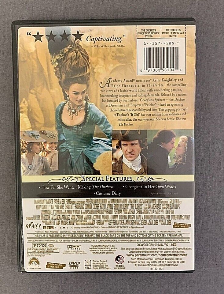 The Duchess (DVD 2008 Widescreen) Keira Knightley - DVDs & Blu-ray Discs