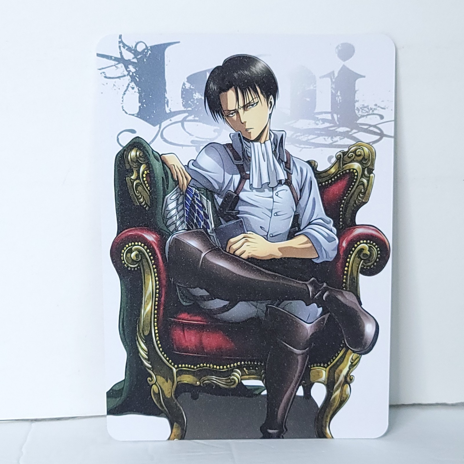 Levi On Chair Attack On Titan Waifu Card Anime Girl Wall Art Oversized ...