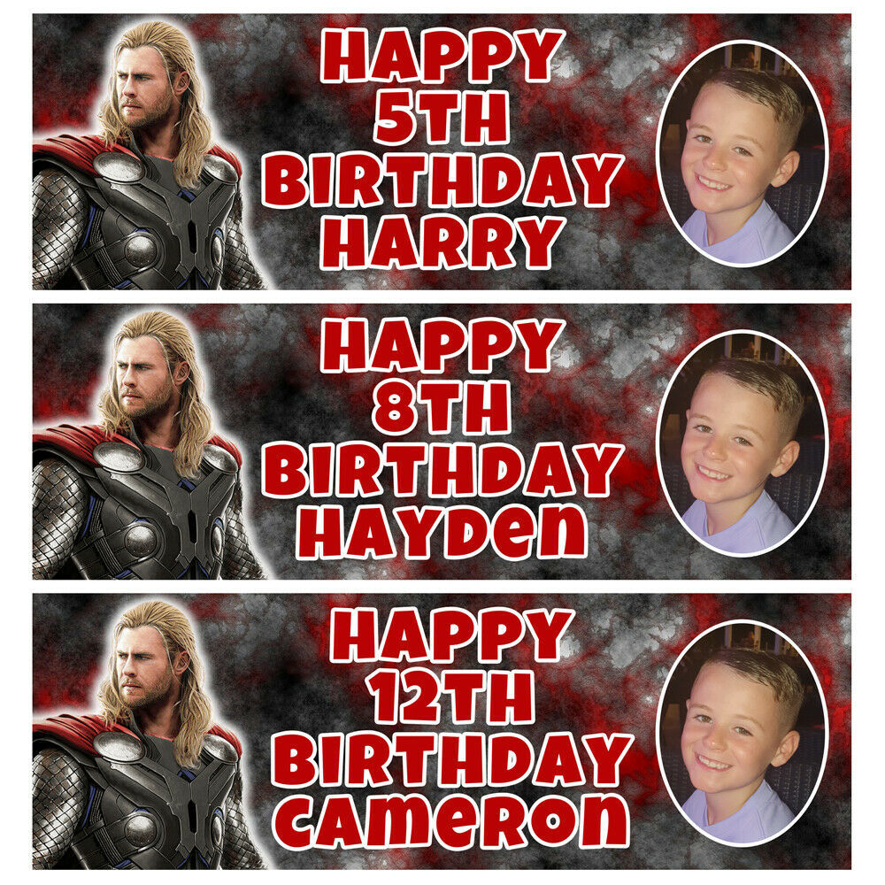 THOR Photo Personalised Birthday Banner - Thor Photo Birthday Party ...