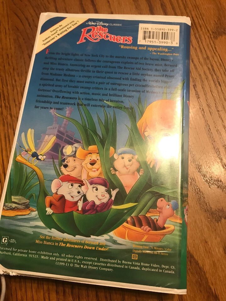 The Rescuers A Walt Disney Classic (VHS) Ships N 24h - VHS Tapes