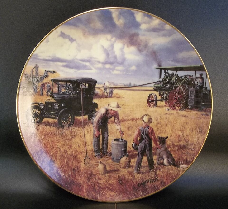 Farming Heartland Plate Antique Tractor Model T Ford Bountiful Harvest ...