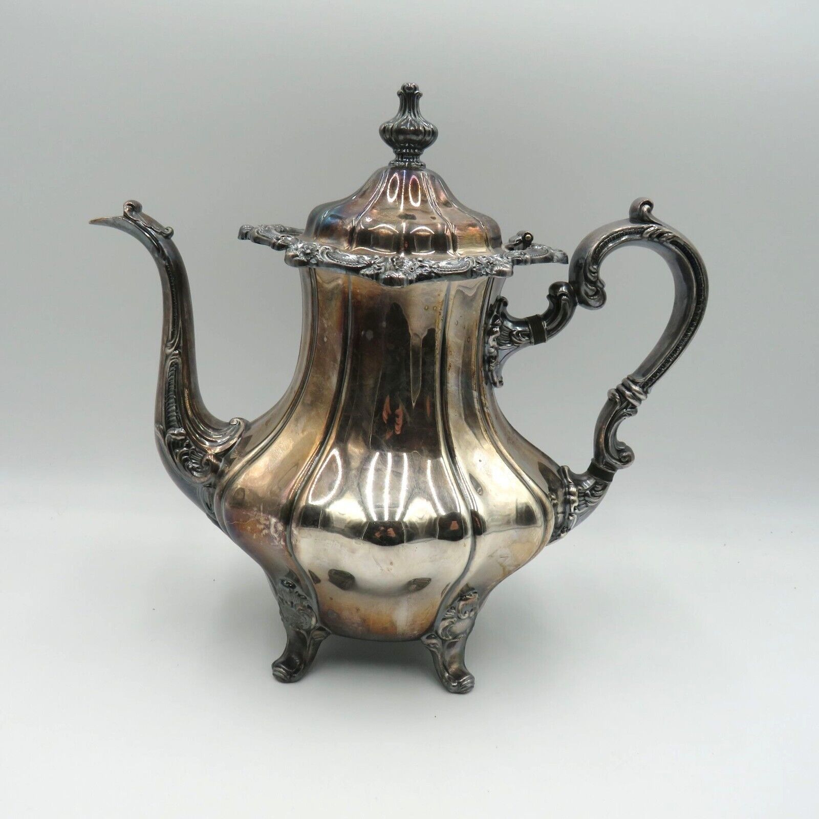 Vintage Gorham Silverplate Teapot YC1601 Rosewood Hinged Lid Footed ...
