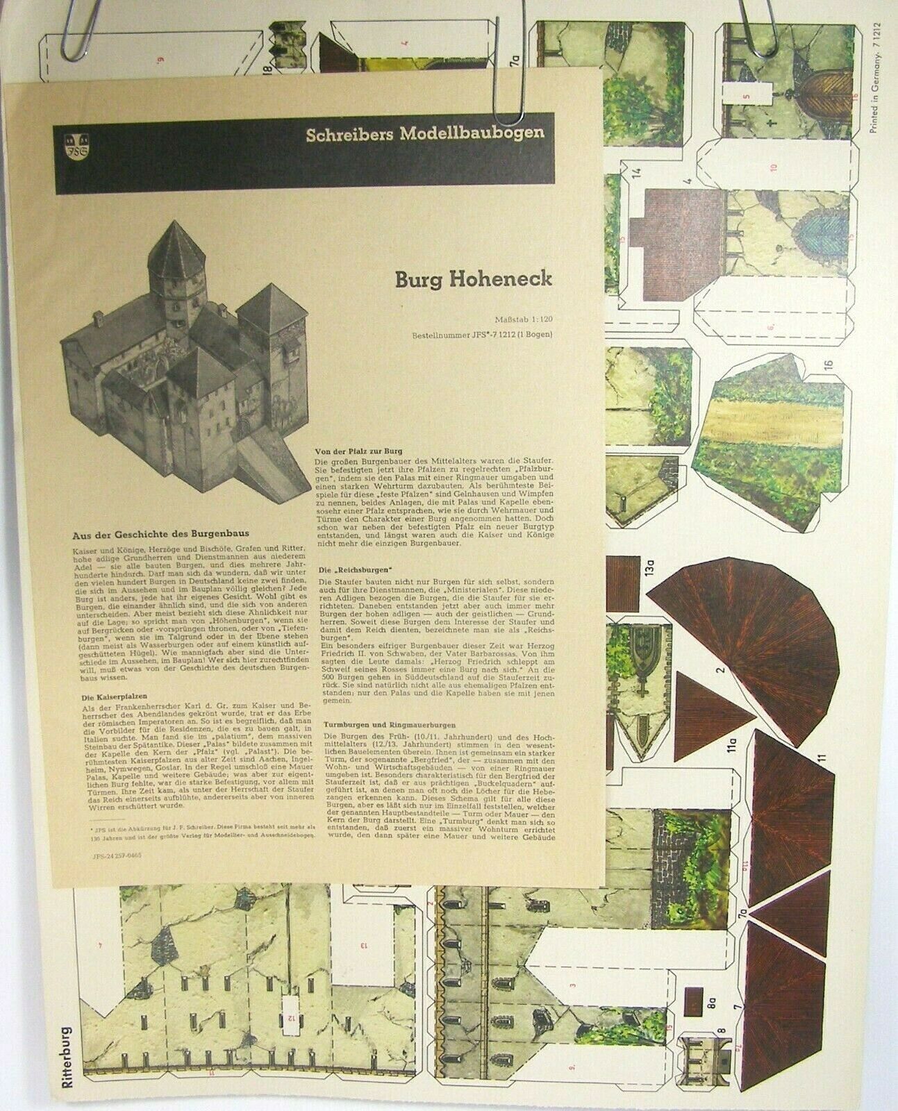 Schreibers Modellbaubogen German Paper Model Burg Hoheneck JFS-71212 1: ...