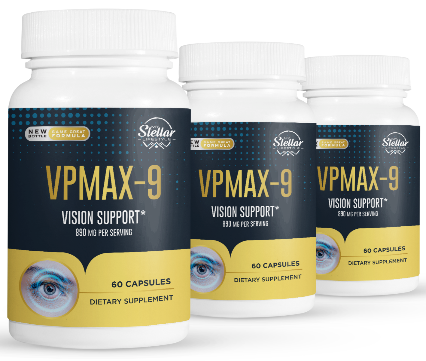 3 Pack VPMAX-9, salud de los ojos y apoyo visual-60 Cápsulas x3 ...