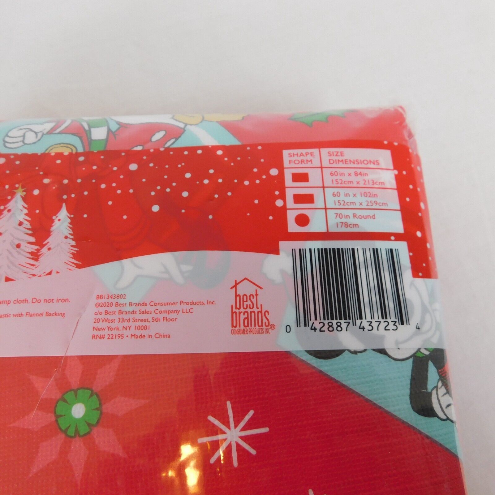 Disney Christmas Mickey Mouse Minnie Donald Duck PEVA Vinyl Tablecloth ...