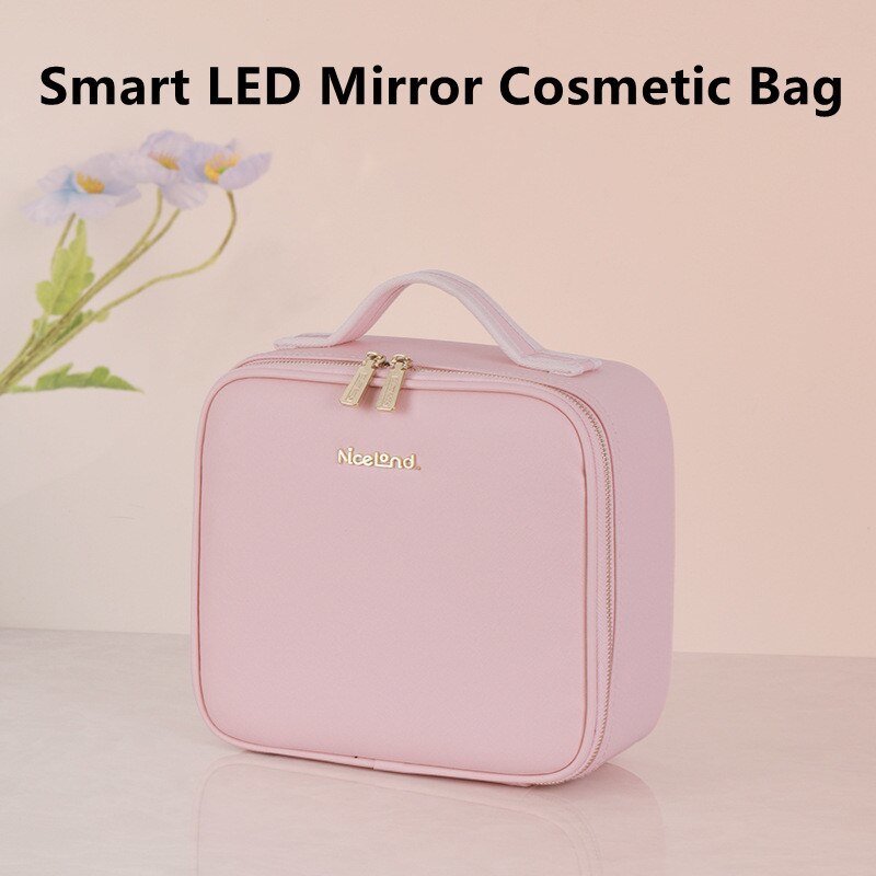 2022 Smart LED Cosmetic Case with Mirror Cosmetic Bag Large Capacity ...