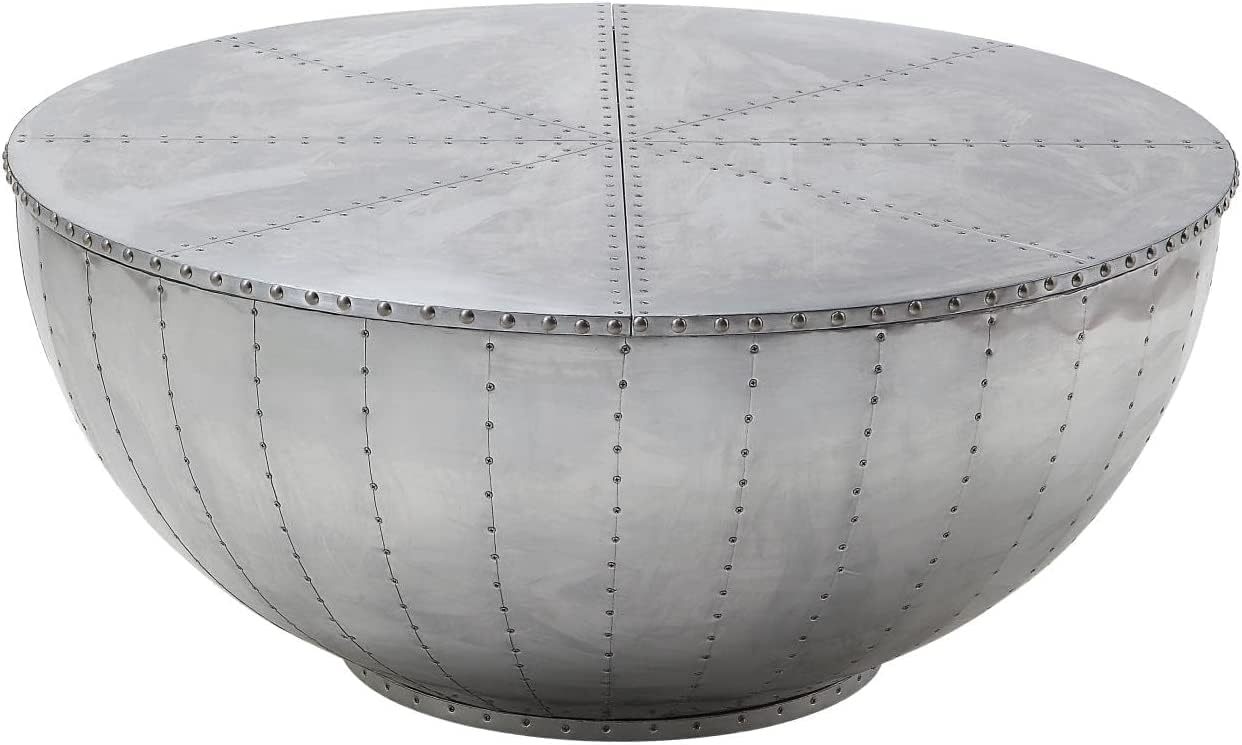Aluminum Brancaster Coffee Table Aviator Mid Century Industrial Round ...