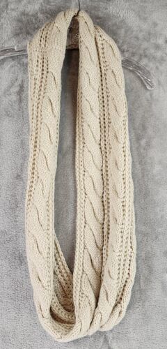 Neosan Scarf Womens One Size Beige Cable Knit Preppy Winter Infinity ...