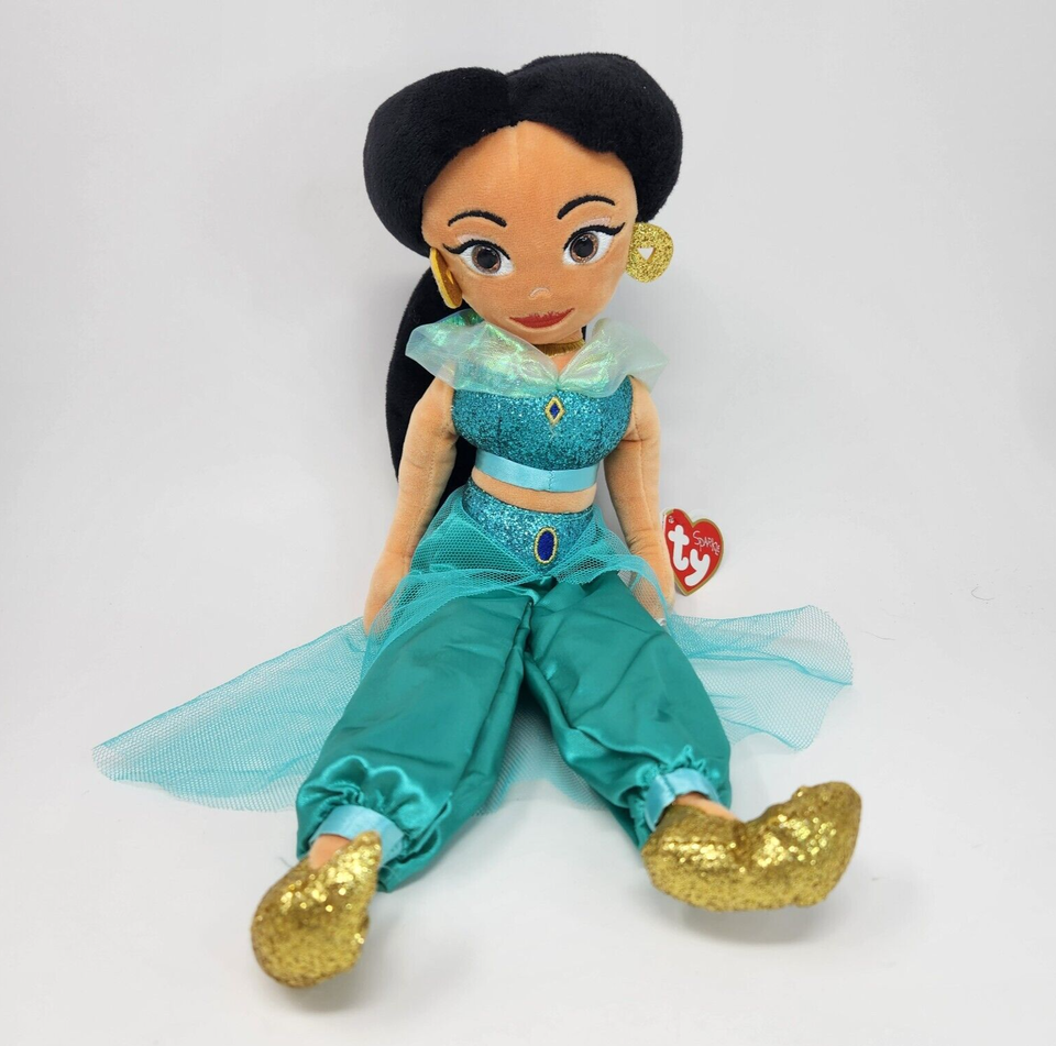 15" DISNEY TY SPARKLE ALADDIN PRINCESS JASMINE STUFFED ANIMAL PLUSH TOY ...