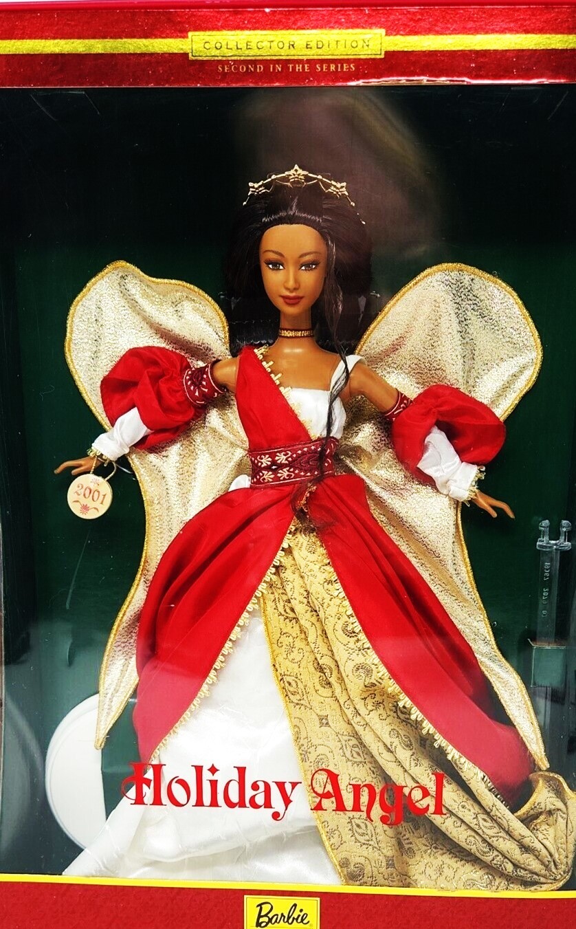 HOLIDAY ANGEL BARBIE 2001 African American AA Mattel - Clothing ...
