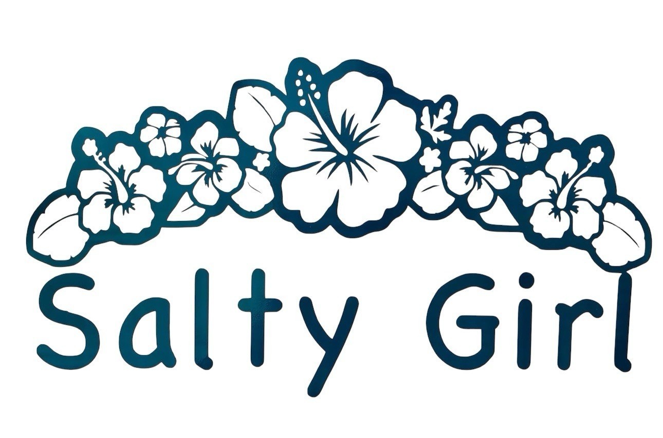 Salty Girl Hibiscus Black Vinyl Car Window Laptop Decal Bumper Sticker ...