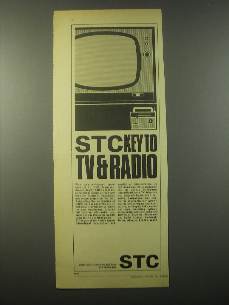 1965 STC Telecommunications Ad - STC key to TV & radio - 1980-89