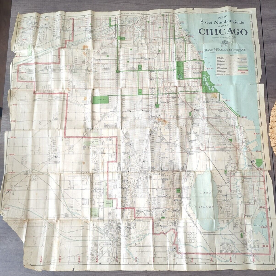 Very Old Rand McNally & Co. New Street Number Guide Map of Chicago ...