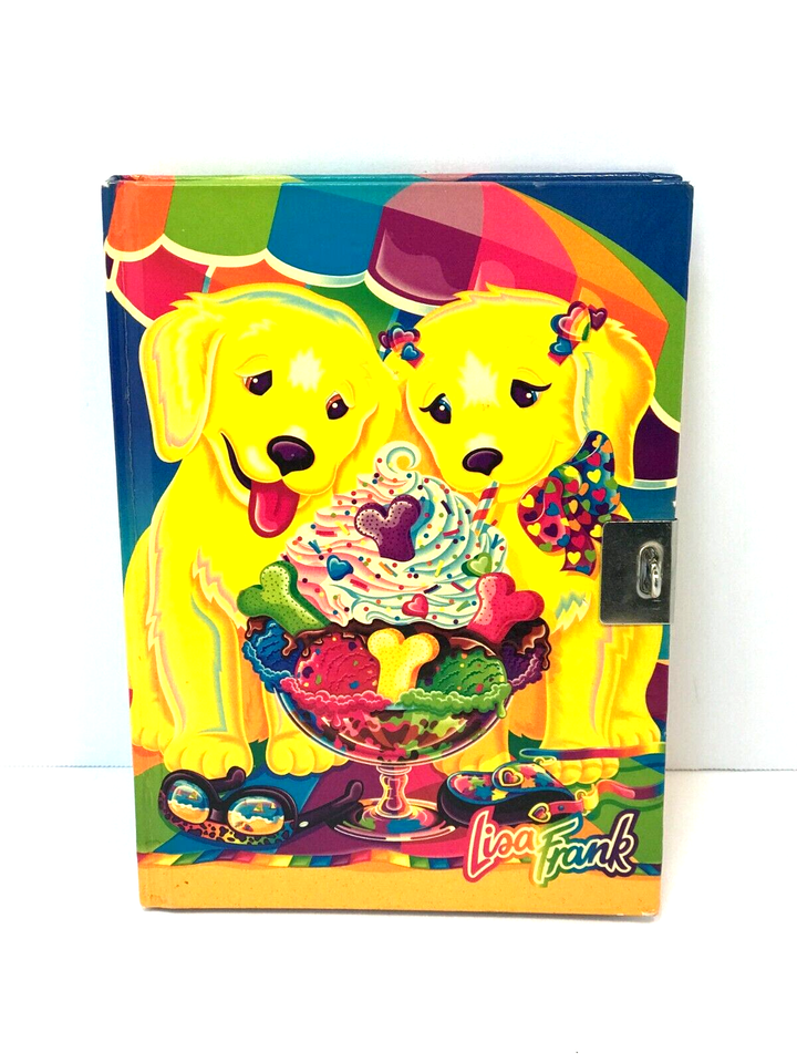LISA FRANK Golden Dogs Ice cream Rainbow Diary Journal Lock No Key ...