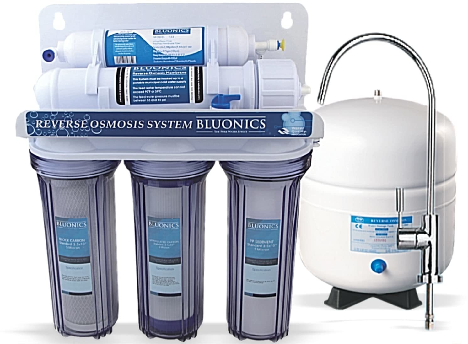 Bluonics 5 Stage Undersink Reverse Osmosis Drinking Water Filter System ...