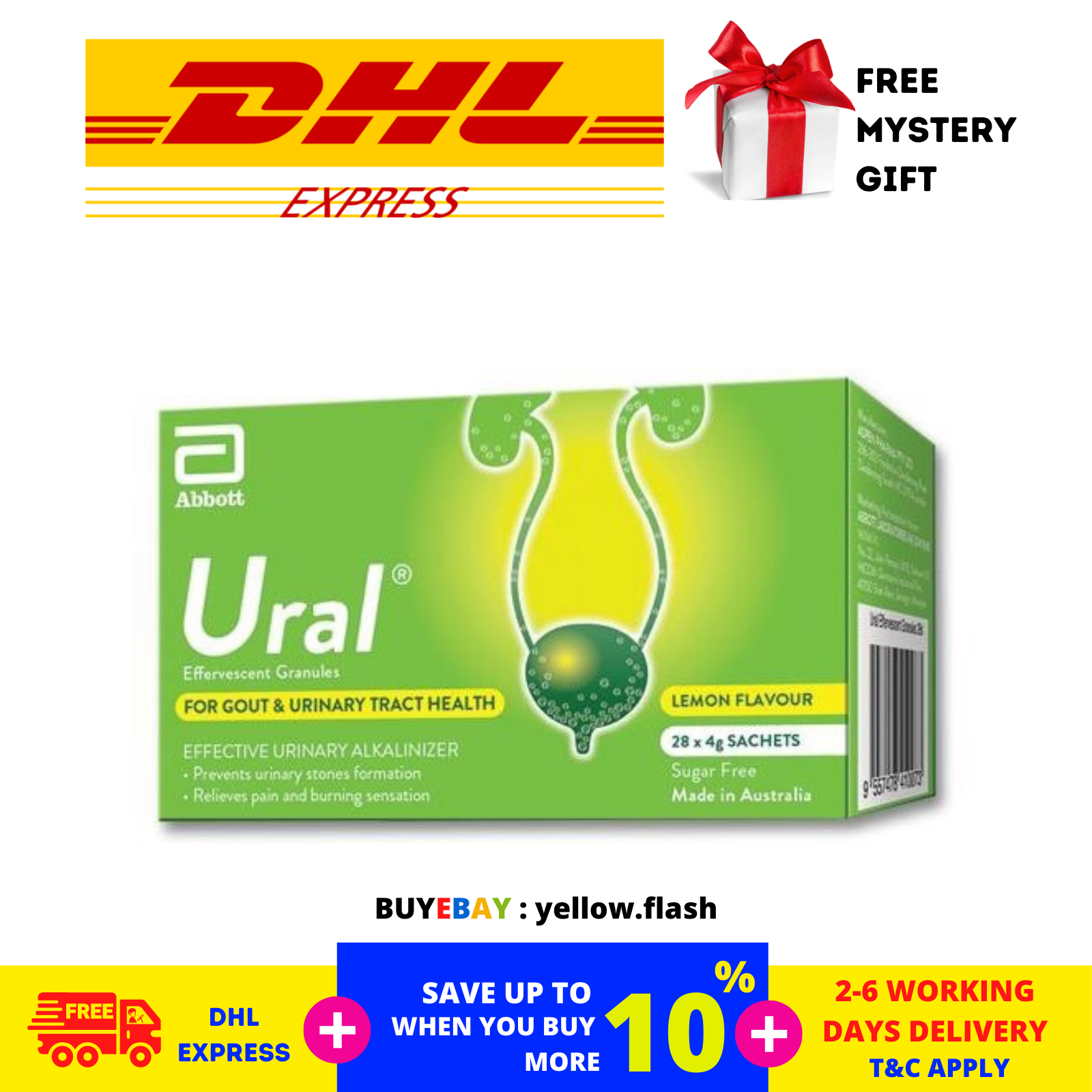 Abbott Ural Effervescent Granules 4G x 28 Sachet, Urine Alkalinizer DHL ...