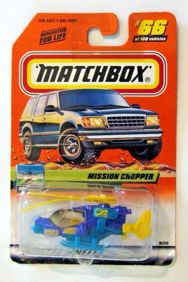MatchBox Mission Chopper Helicopter, Purple, Teal and Yellow Version On ...