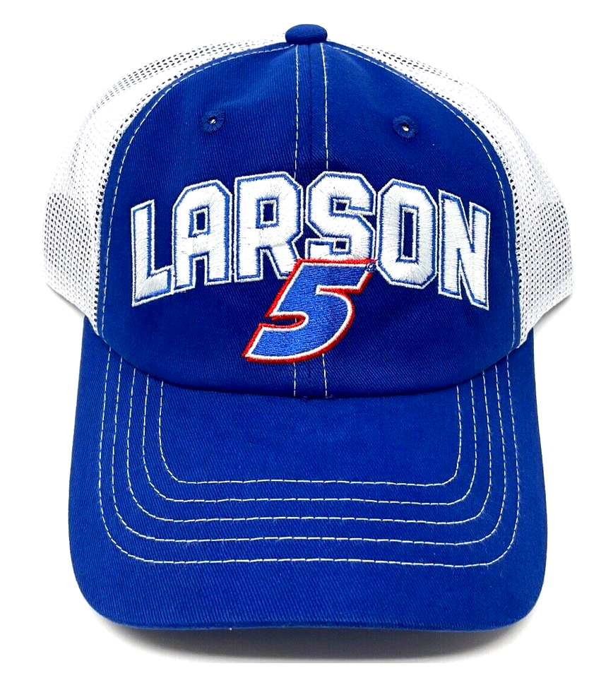NASCAR #5 KYLE LARSON BLUE WHITE RETRO CURVED BILL MESH TRUCKER ...